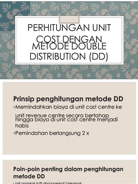 Pdf Perhitungan Unit Cost Dengan Metode Double Distribution Dd