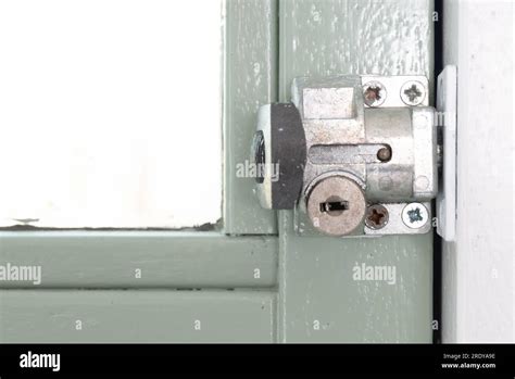 Simple Lock On The Inside Of A Window Selective Focus Stock Photo Alamy