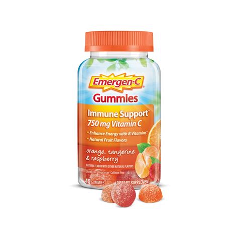 Emergen C Adult Vitamin C Immunity Supplement Gummies Fruit Flavors 45 Ct