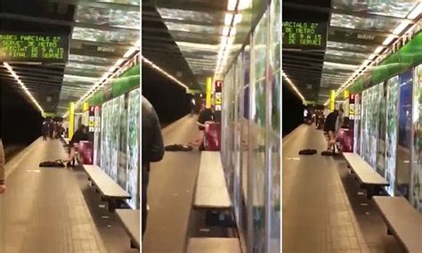 Shocking Moment Barcelona Couple Have Sex On The Platform Of A Busy Tube Station Daily Mail Online