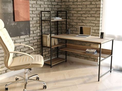 Стіл компютерний письмовий з металевим каркасом в стилі Лофт Loft Drevogoods з полицею під