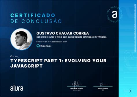 Gostaria De Compartilhar Que Recebi Uma Nova Certificação Curso Typescript Parte 1 Evoluindo