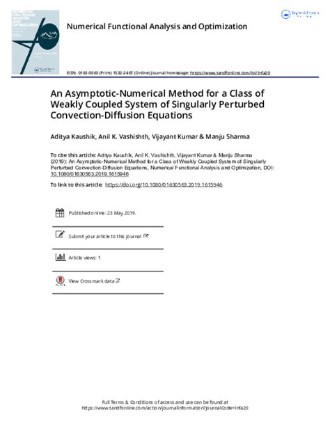 Pdf An Asymptotic Numerical Method For A Class Of Weakly Coupled System Of Singularly