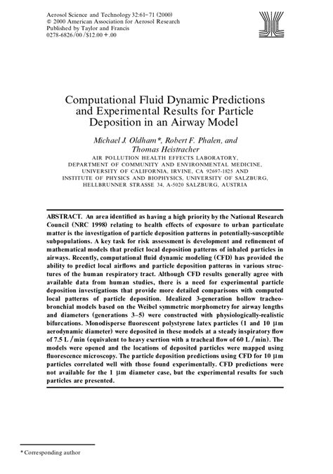 pdf computational fluid dynamic predictions and experimental results