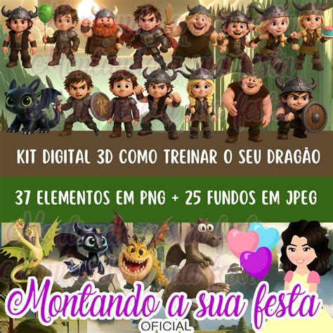 Kit Digital 3d Como Treinar O Seu Dragão Montando A Sua Festa Oficial
