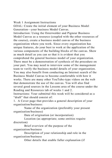 week 1 assignment instructionsgoal create the initial element o docx