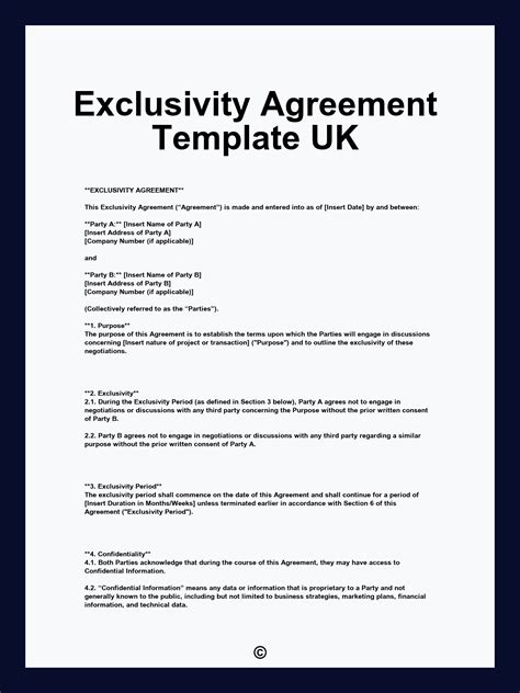 Exclusivity Agreement Template Uk