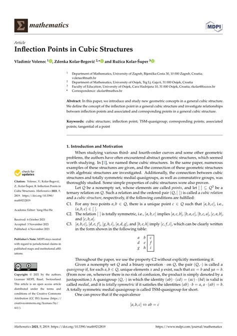 Pdf Inflection Points In Cubic Structures