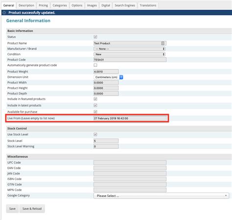 allow set time for product to be listed · issue 2249 · cubecart v6