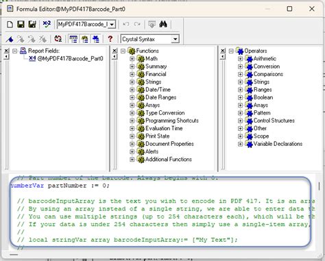 Pdf 417 Barcodes In Crystal Reports 8 5 Or Older Barcodewiz