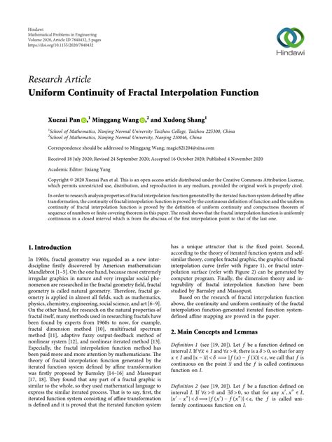 Pdf Uniform Continuity Of Fractal Interpolation Function