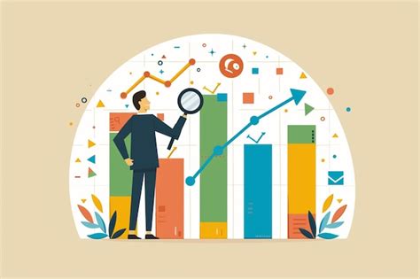 Businessman Examining Graph With Magnifying Glass Premium Ai