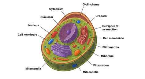 An Illustrated Diagram Of A Cell Showcasing Various Organelles With