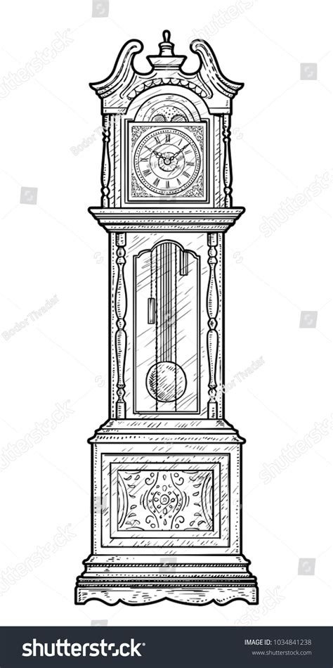 Gothic Grandfather Clock Drawing