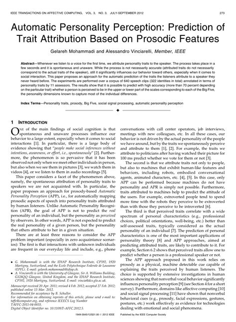 pdf automatic personality perception prediction of trait attribution