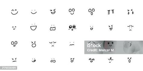 다양한 감정을 보여주는 얼굴 표정이 있는 손글씨 아이콘 세트입니다 가린 얼굴에 대한 스톡 벡터 아트 및 기타 이미지 가린 얼굴 감정 개체 그룹 Istock