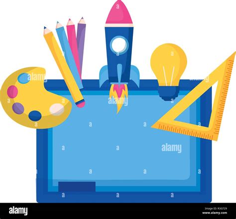 Blackboard Ruler Rocket Pencil Idea Education School Vector Illustration Stock Vector Image