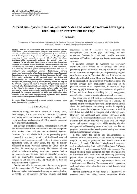 Pdf Surveillance System Based On Semantic Video And Audio Annotation Leveraging The Computing