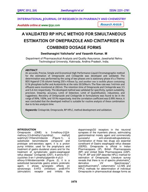 pdf a validated rp hplc method for simultaneous estimation of