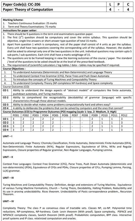 Mastering Ggsipu Cic206 Theory Of Computation Course For Academic Success