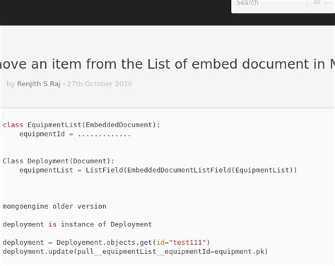 Remove An Item From The List Of Embed Document In Mongoengine Codepad