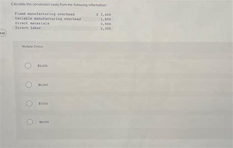 Solved Calculate The Conversion Costs From The Following Chegg Com