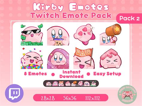 Kirby Emotes Pack 2 Kirby Stream Pack Kirby Twitch Accessories