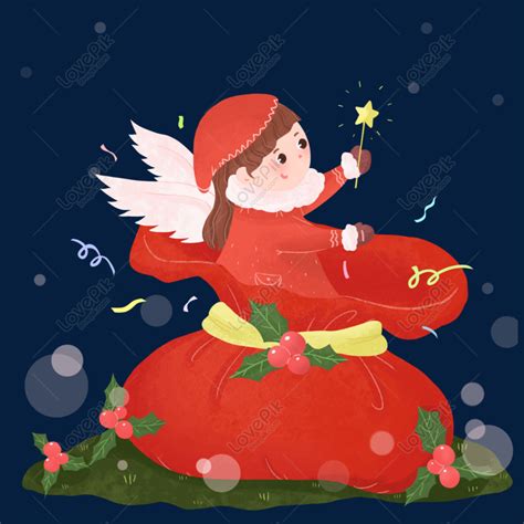 만화 크리스마스 작은 천사 소녀 일러스트 레이션 Png 일러스트 무료 다운로드 Lovepik