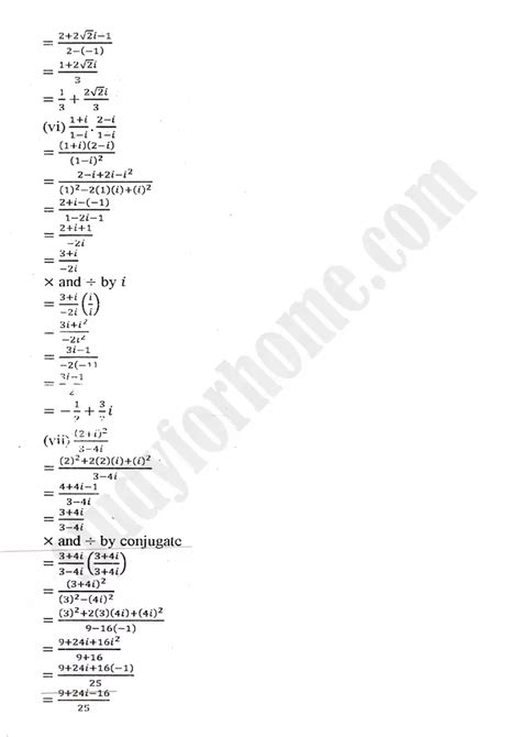 Exercise 11 Complex Numbers Mathematics 11th