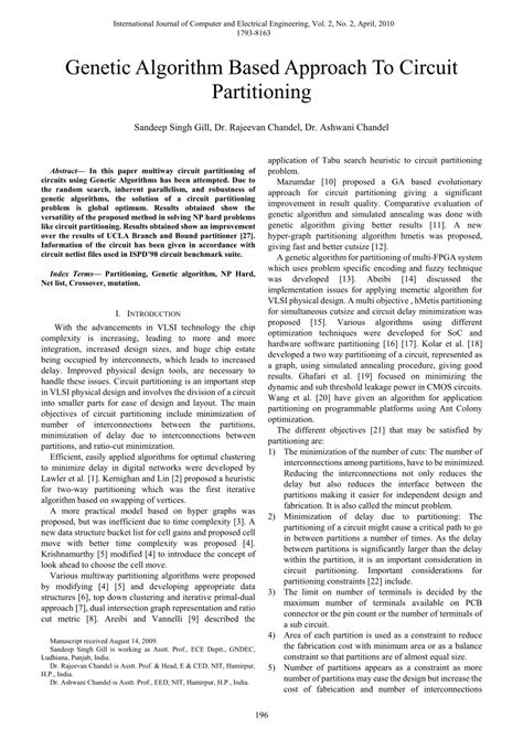 Pdf Genetic Algorithm Based Approach To Circuit Partitioning