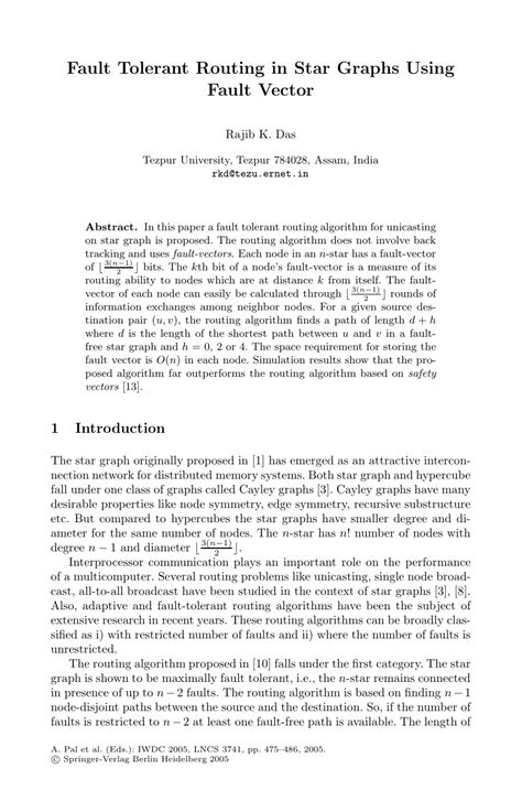 Pdf Fault Tolerant Routing In Star Graphs Using Fault Vector