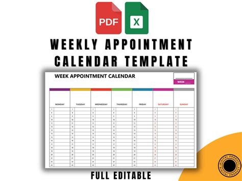 Weekly Appointment Calendar Template Pdf And Excel Format Fully