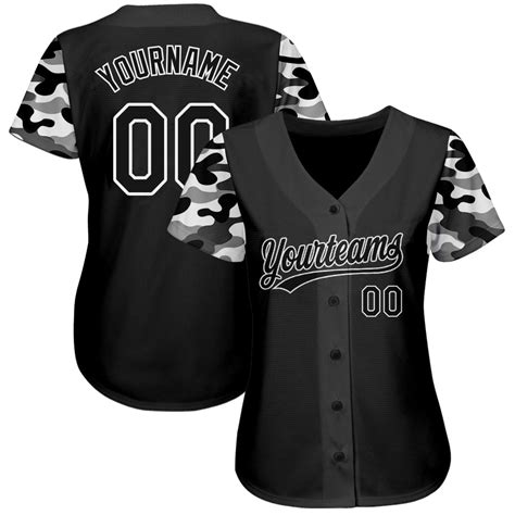 Custom 3d Pattern Baseball Jersey Black Black Camo Design Authentic