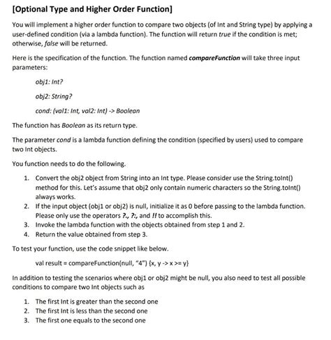 Solved Optional Type And Higher Order Function You Will