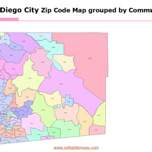 California San Diego Zip Code Map Editable Powerpoint Maps