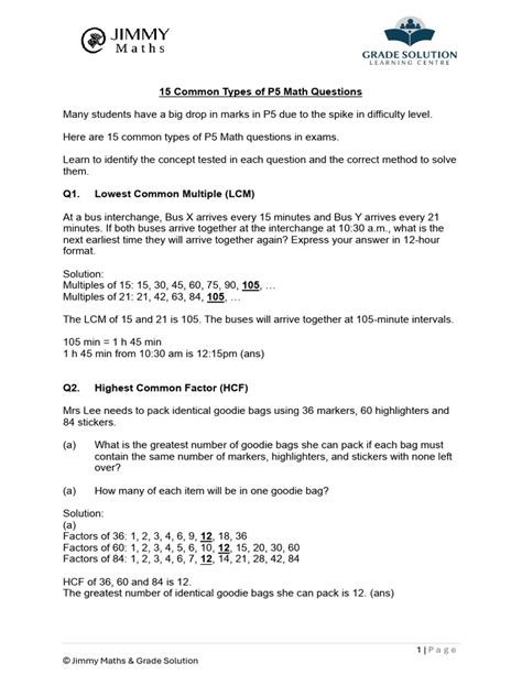 15 Common Types Of P5 Math Questions Pdf Kilogram Measurement