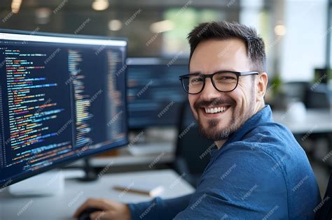 Confident Software Developer Coding Innovative Application In Modern