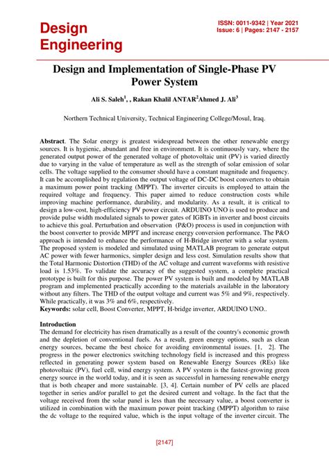 PDF Design And Implementation Of Single Phase PV Power System