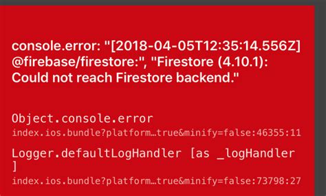 React Native Error Firebasefirestore Firestore4101 Could