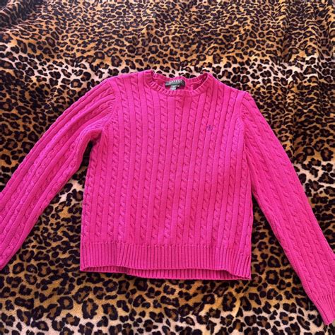 Vintage Ralph Lauren Knitted Hot Pink Long Sleeved Depop