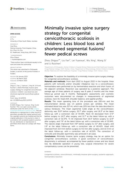 Pdf Minimally Invasive Spine Surgery Strategy For Congenital