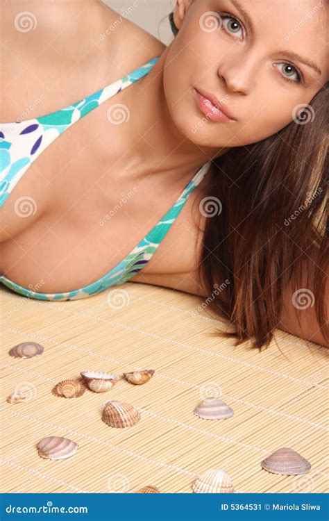 Portrait Of Young Beautiful Tanned Brunette Stock Image Image Of