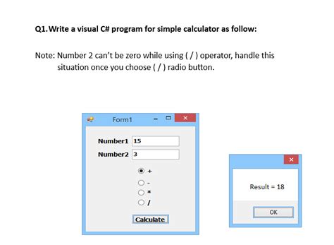 solved q1 ﻿write a visual c program for simple calculator