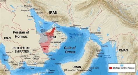 Detailed Map Of Strait Of Hormuz Highlighting Iran And Persian Gulf