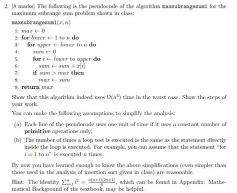 2 8 Marks The Following Is The Pseudocode Of The