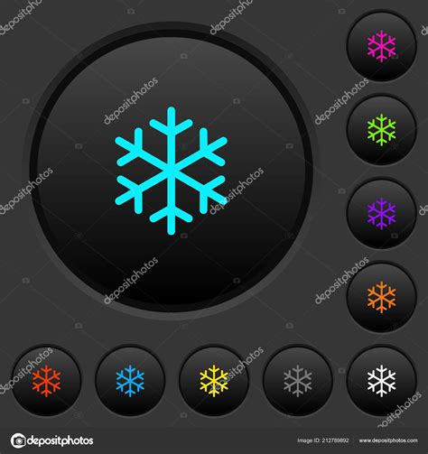 single snowflake dark push buttons vivid color icons dark grey stock