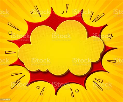 만화 배경입니다 하프톤과 음향 효과와 노란색 빨간색 연설 거품 팝 아트 스타일의 만화 포스터 3차원 형태에 대한 스톡 벡터 아트