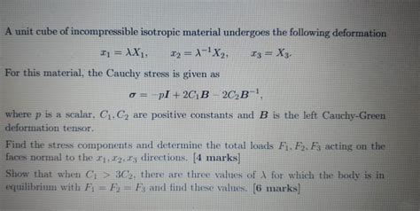 A Unit Cube Of Incompressible Isotropic Material Chegg Com