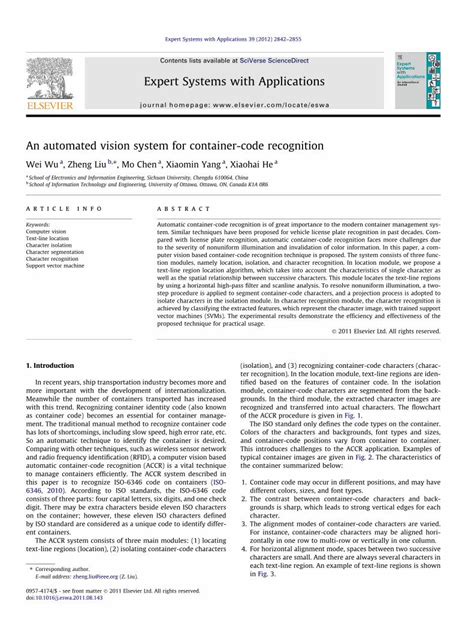 pdf an automated vision system for container code recognition pdf