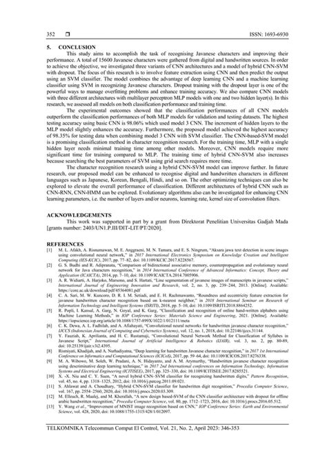 Hybrid Convolutional Neural Networks Support Vector Machine Classifier With Dropout For Javanese